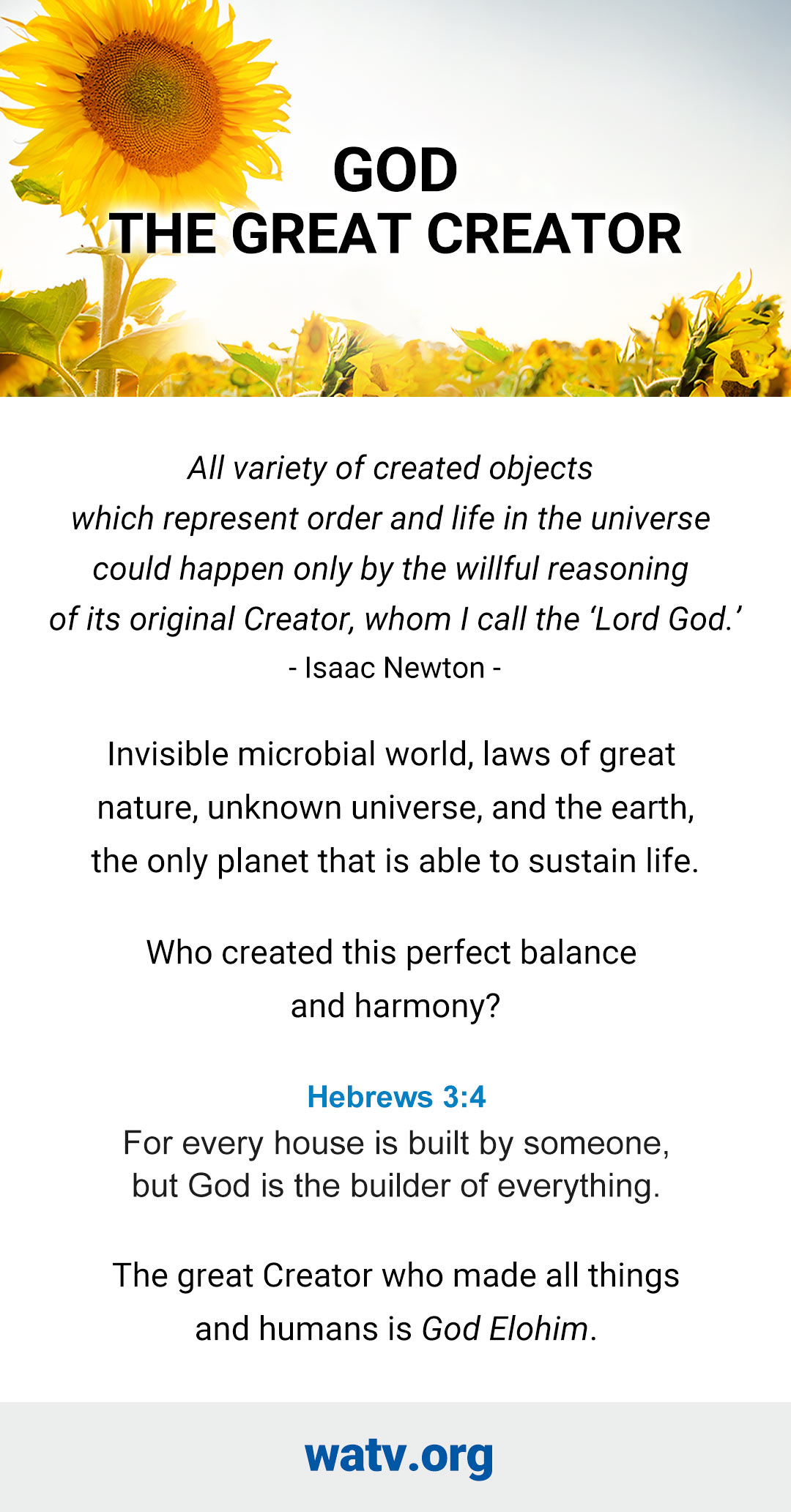 God the Great Creator - Card News