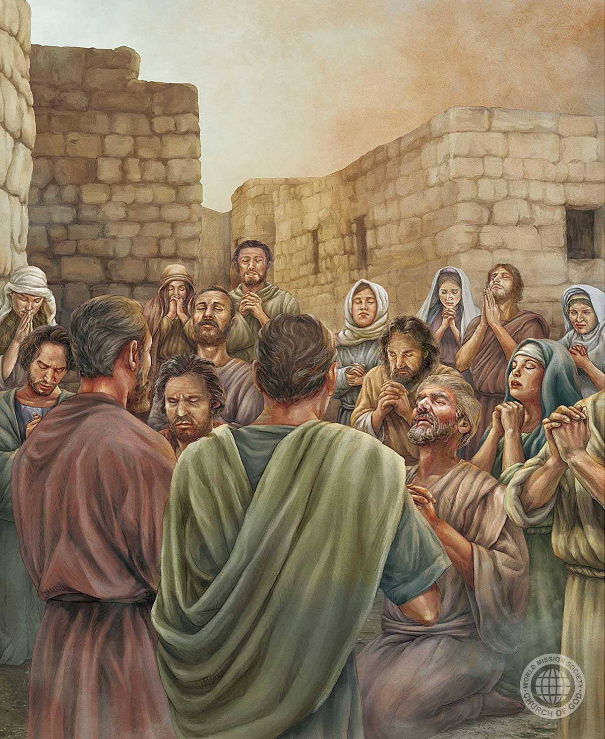 They Raise Their Voices Together In Prayer To God Historical Scene